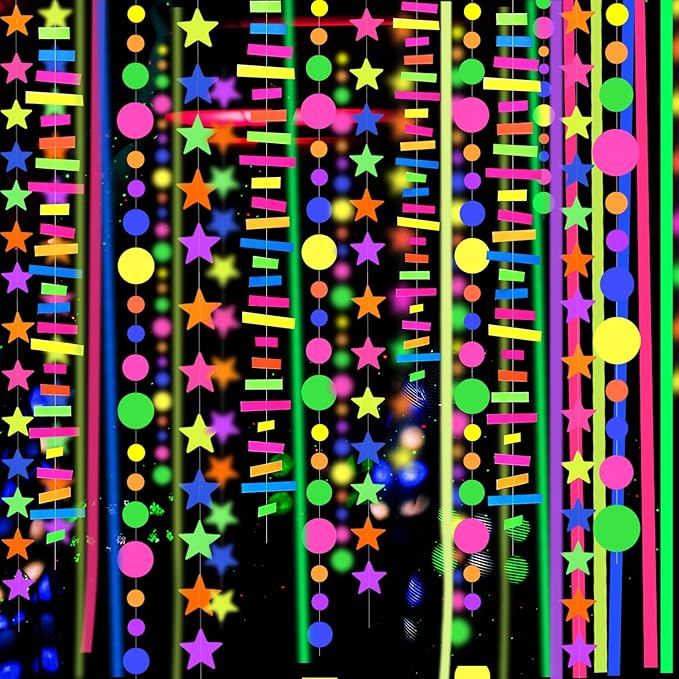 Amazon.com: 702feet Paper UV Neon Garland Neon Streamers Glow in The ...