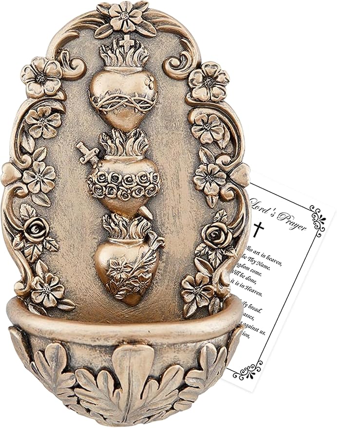Amazon.com: Holy Water Font for Home Catholic Decor - Bronze Finish ...