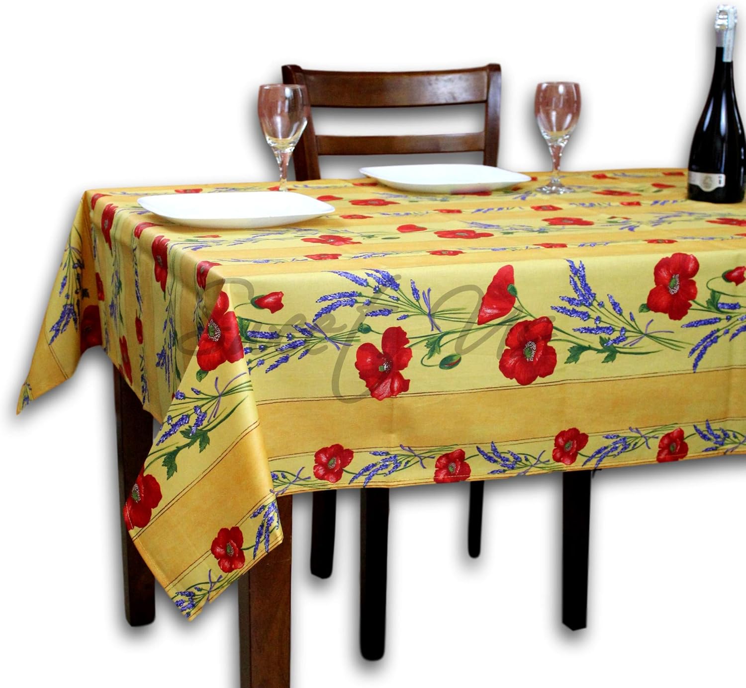 Amazon.com: La Cigale Poppy Éclat Wipeable Tablecloth Spill Resistant ...