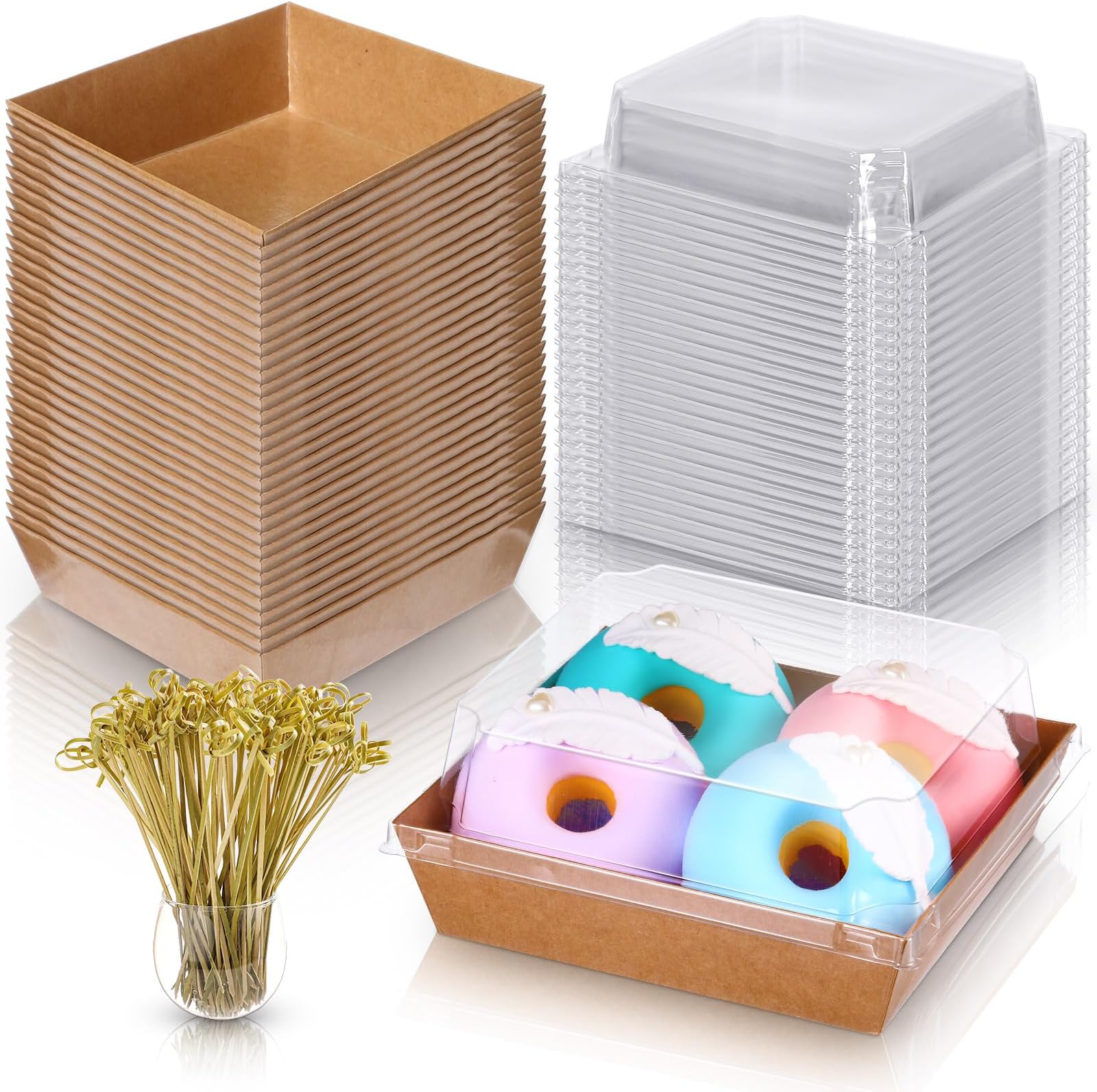 Amazon.com: Mumufy 200 Pcs Paper Charcuterie Boxes with Clear Lids, 100 ...