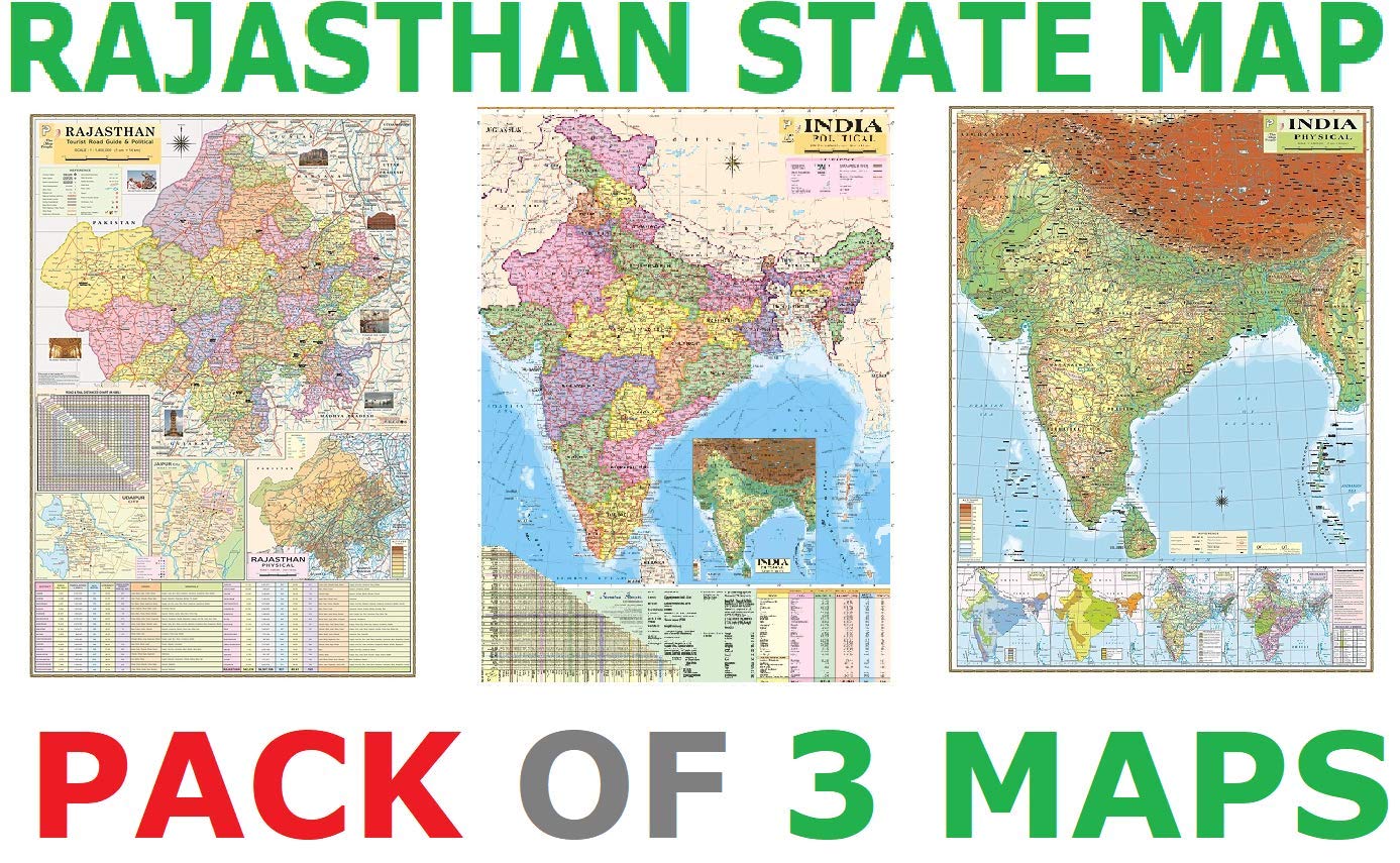 Buy Rajasthan, India Political + Physical, Chart, with Population ...