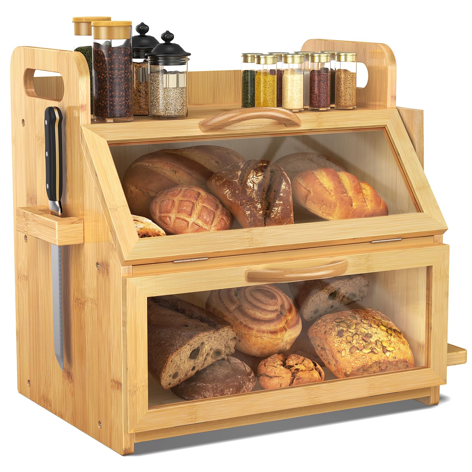 Amazon.com: DORPU Extra Large Bread Box, Double Layer Bread Box for ...