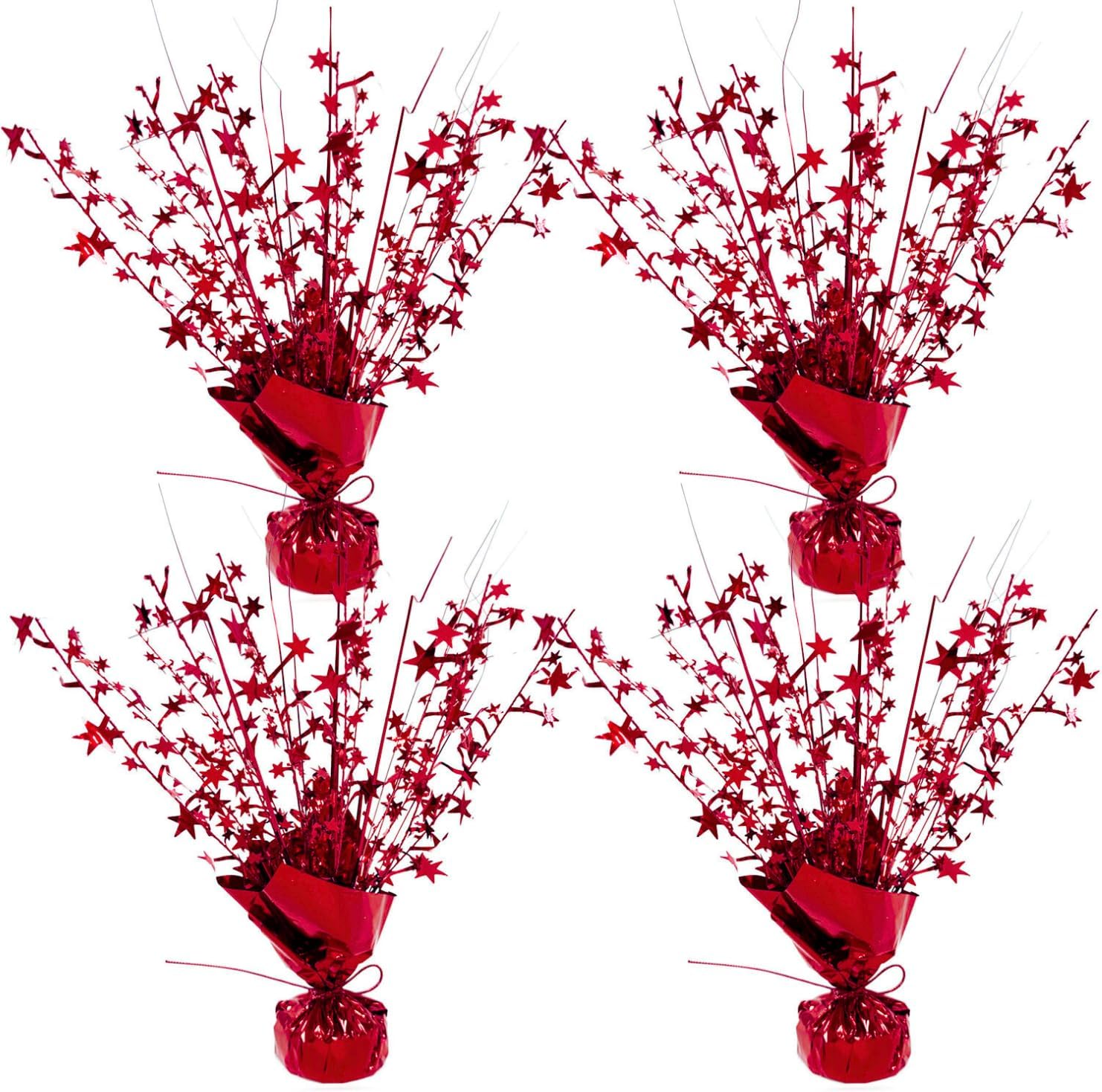 ALISSAR 4-Pack Glitter Red Star Centerpieces-Table Decorations for Home ...