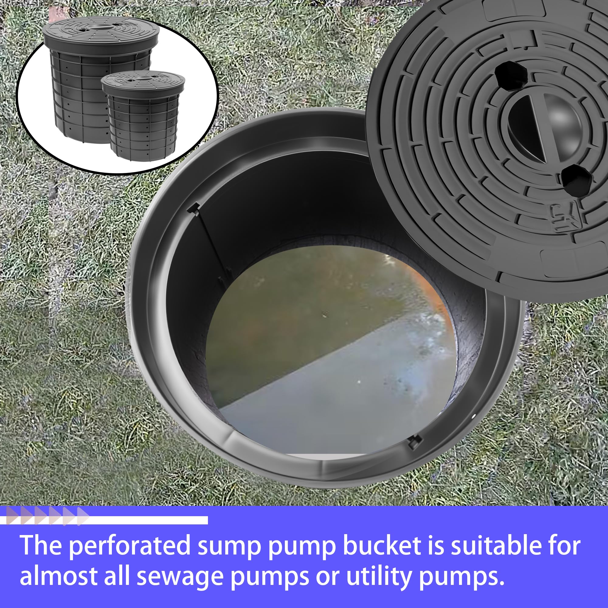 Outdoor Drainage Basin Perforated Sump Basin Pump Well Caps 20 Gal ...