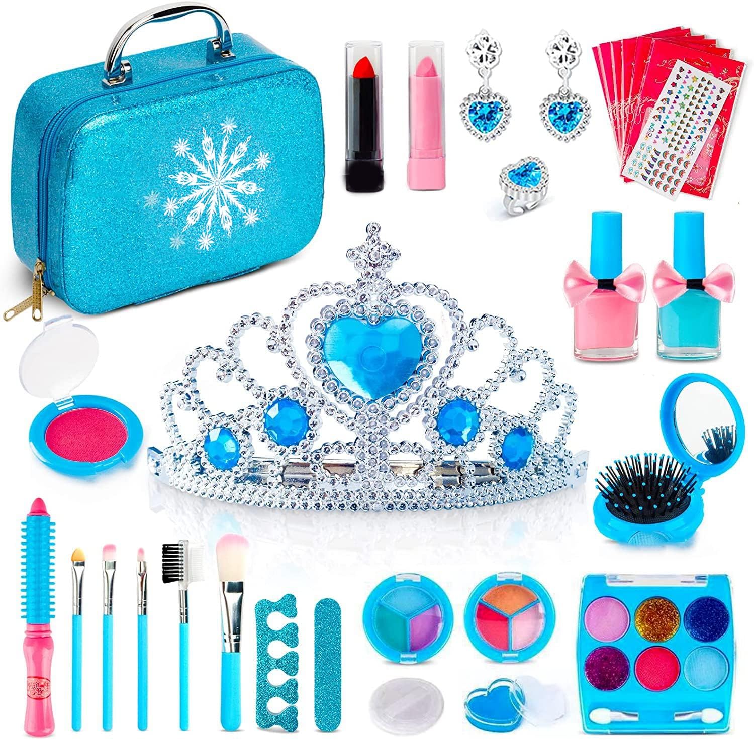 LinJie Kids Makeup Kit for Girls, 32PCS Children's Washable Real Makeup ...