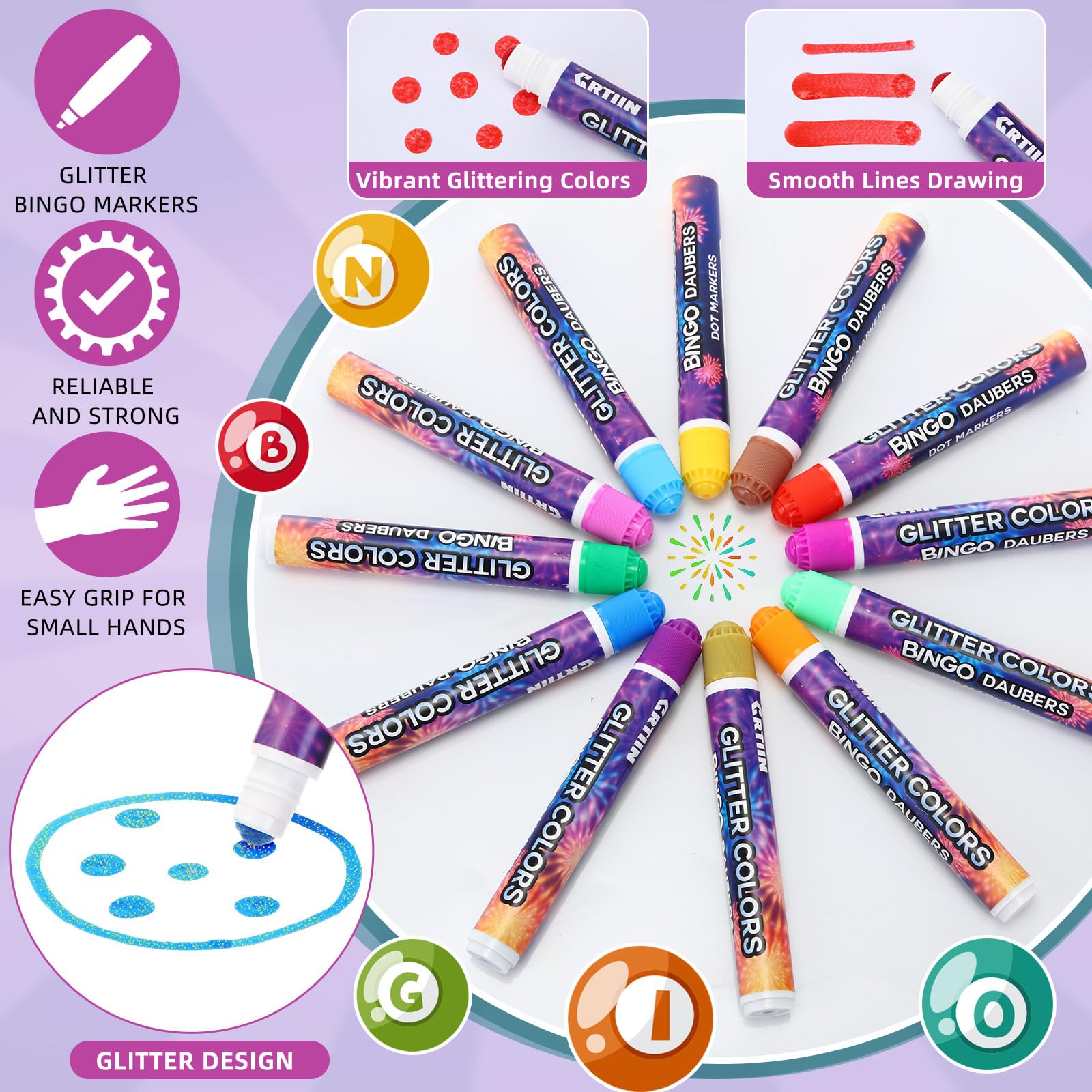 Snapklik.com : 24 Pack Glitter Bingo Daubers, Shimmer Dot Markers In 12 ...
