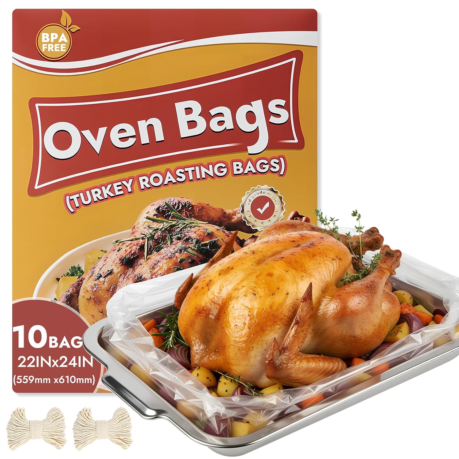 Amazon.com: YQL Turkey Oven Bags– 10 Pack, 22"x24" Large Roasting Bags ...