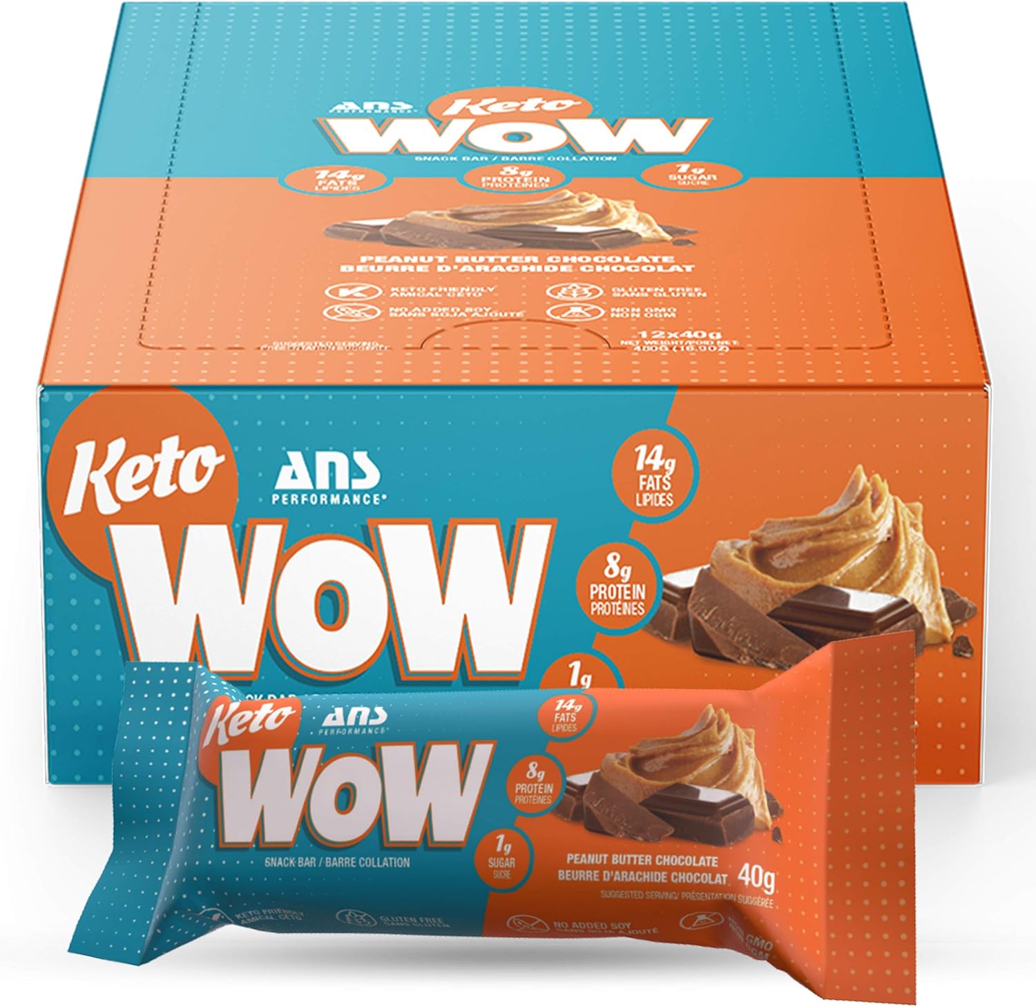 ANS Performance KetoWow Bars - Low Carb Protein Bars - Keto-Friendly ...