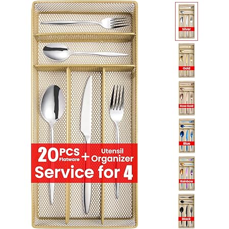 Amazon.com: 36-Piece Silverware Set Stainless Steel Flatware Set for 6 ...