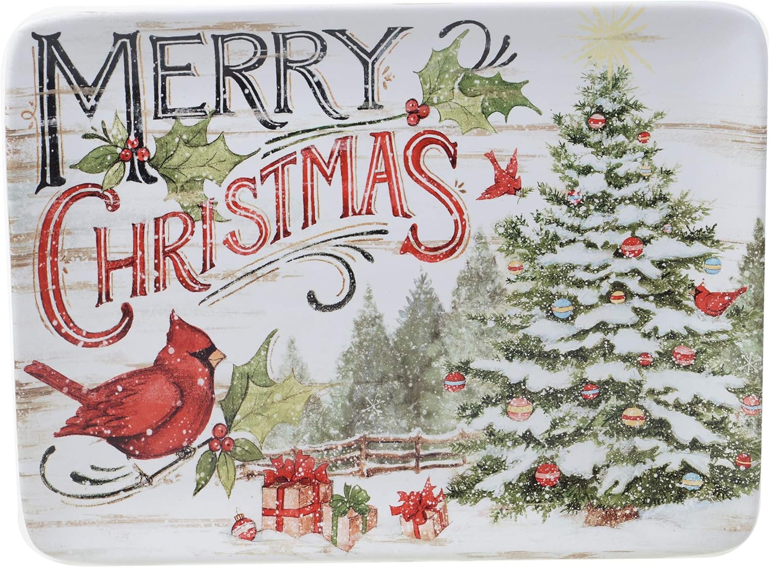 Amazon.com | Evergreen Christmas 16x12 Rectangular Serving Platter with ...