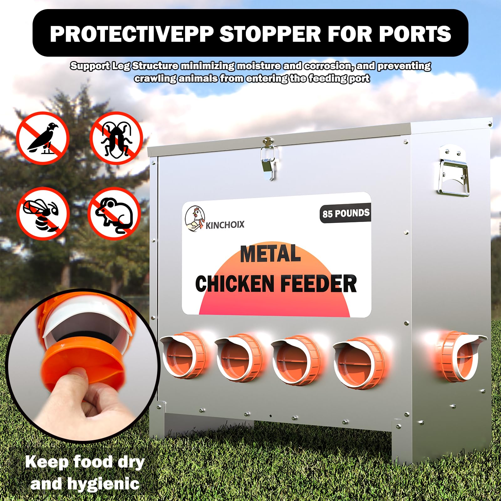 Snapklik.com : Kinchoix Metal Chicken Feeder Large Capacity 85lbs ...