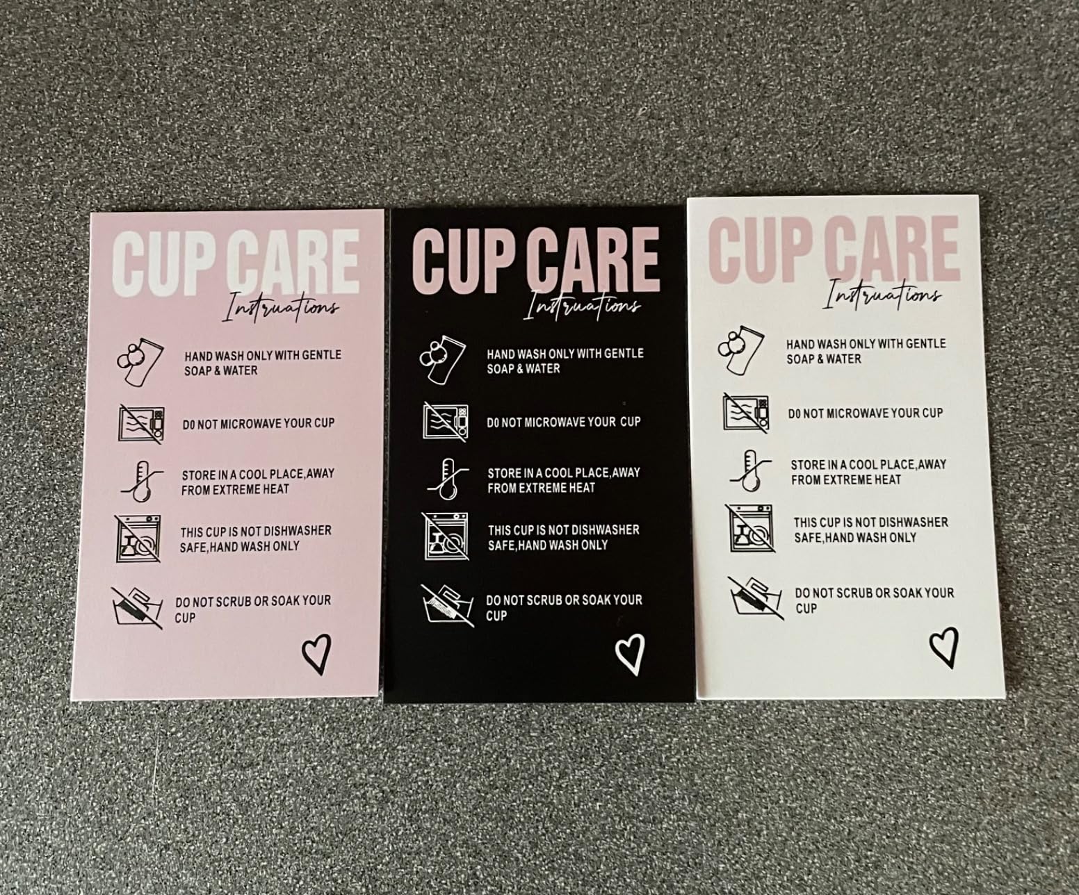 Amazon.com: 120 Pieces Tumbler Cup Care Cards,Cup Care Instructions ...