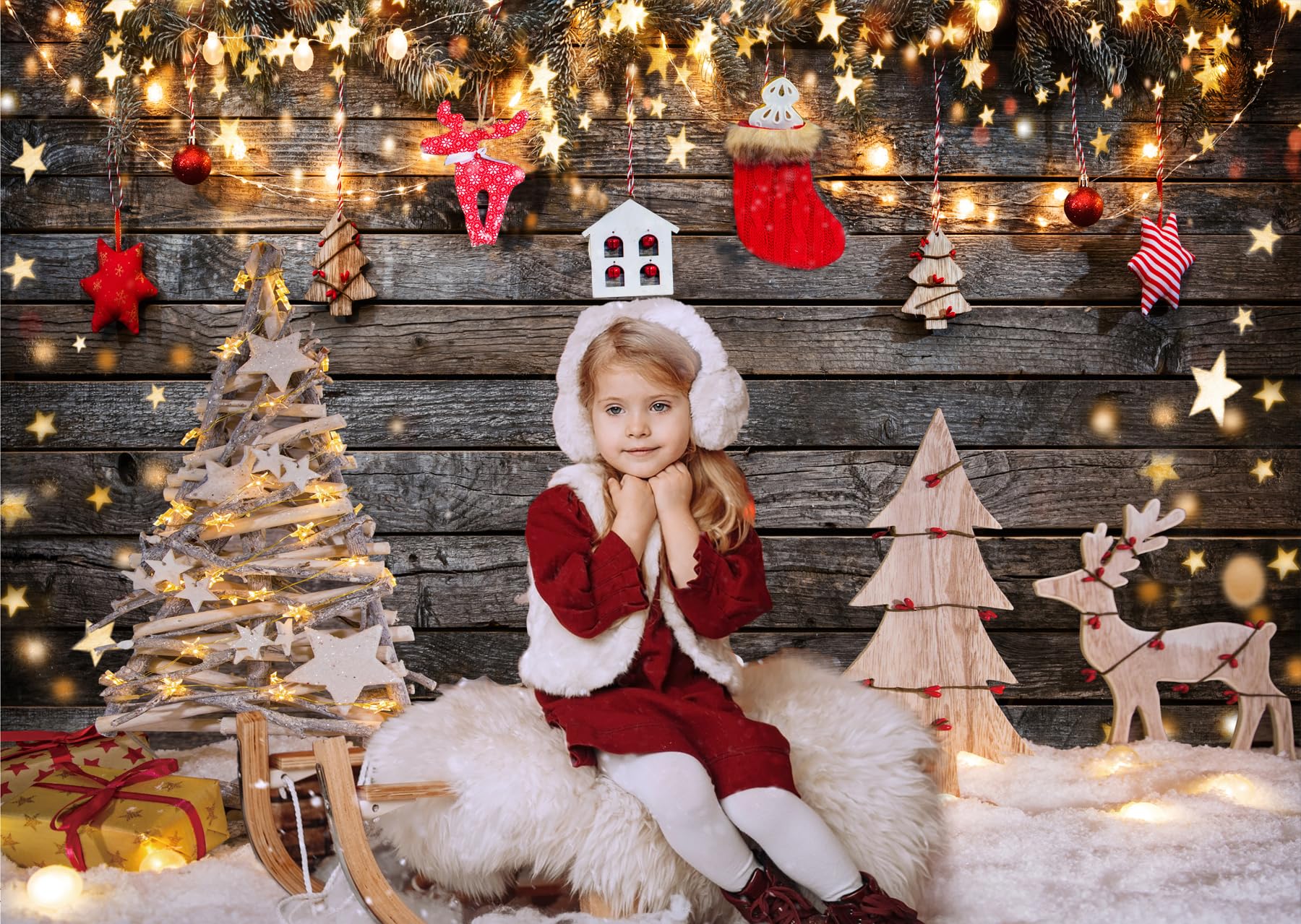 Rustic Christmas Background Digital