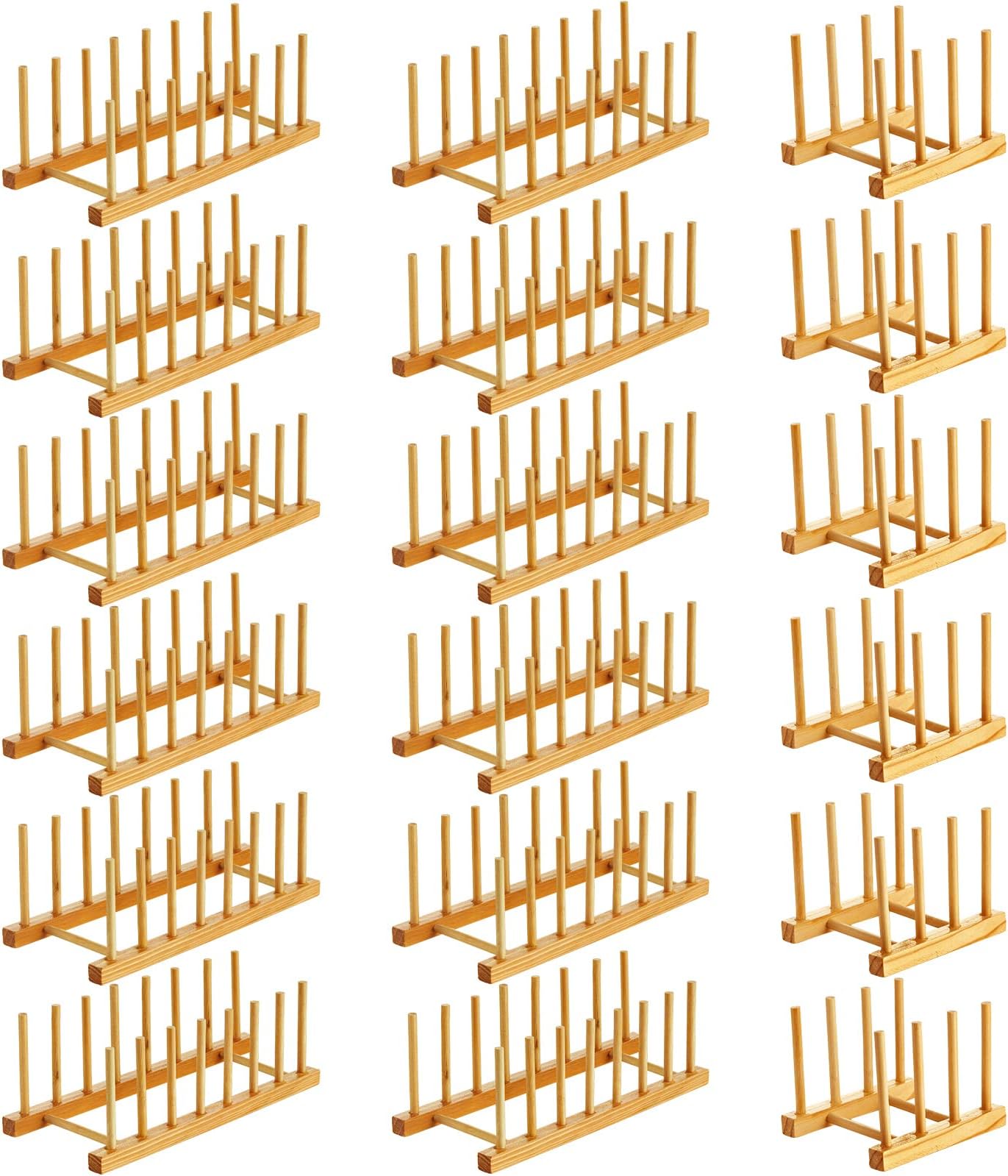 Amazon.com - Zopeal 18 Pcs Bamboo Wooden Plate Racks Dish Rack Stand ...