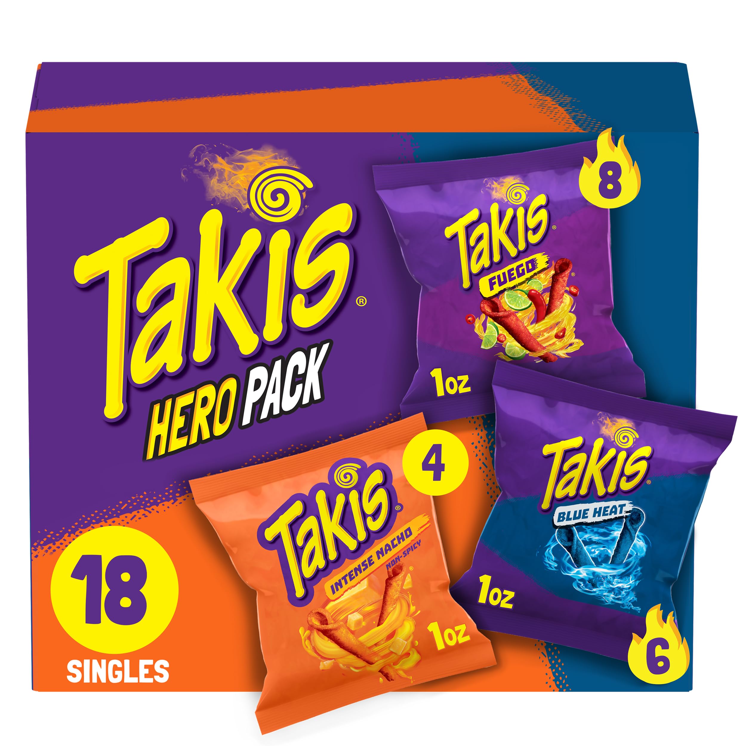 Amazon.com: Takis 18 pc / 1 oz Hero Variety Pack, Assorted Flavored ...