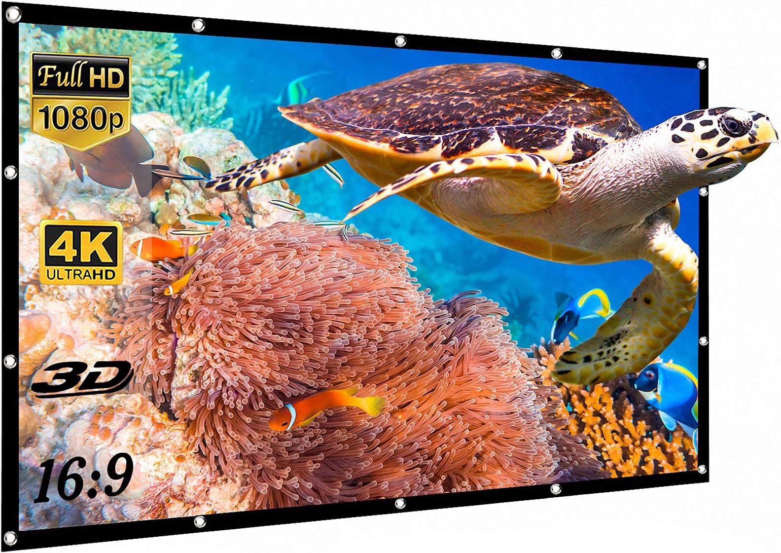 Yisiga 120 Inches Projector Screen,16:9 HD 4K Foldable Anti-Crease ...