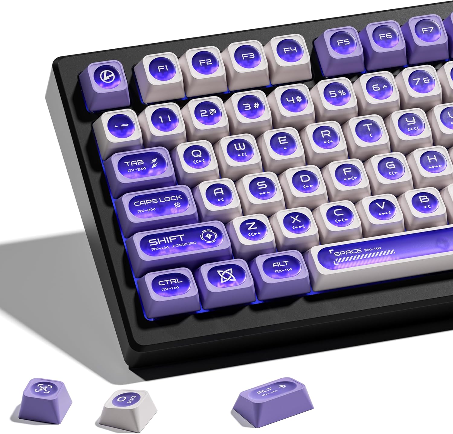 Amazon.com: OHY Purple Keycaps, XVX Cherry MAX Profile Translucent ...