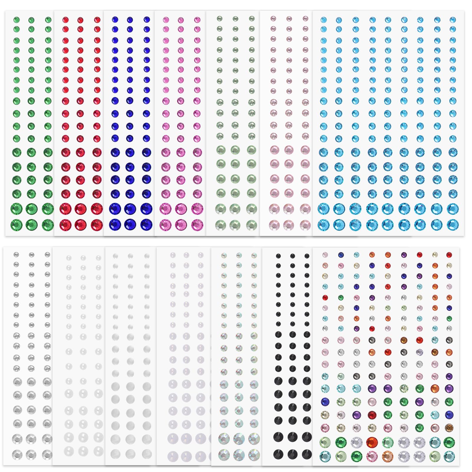 Amazon.com: Suppeak 2268pcs Gem Stickers, 16 Sheets Rhinestones ...