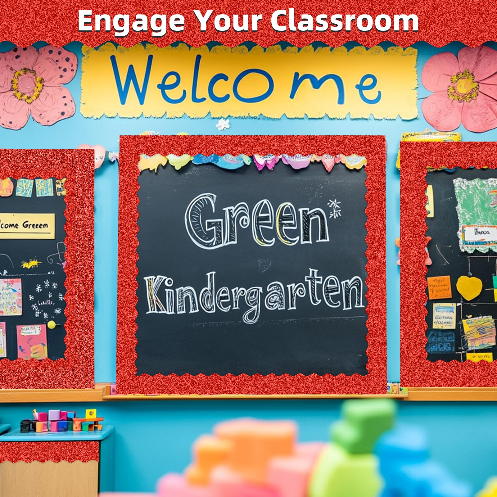 Snapklik.com : 6 Rolls 196.8 Ft Glitter Bulletin Board Borders Set ...