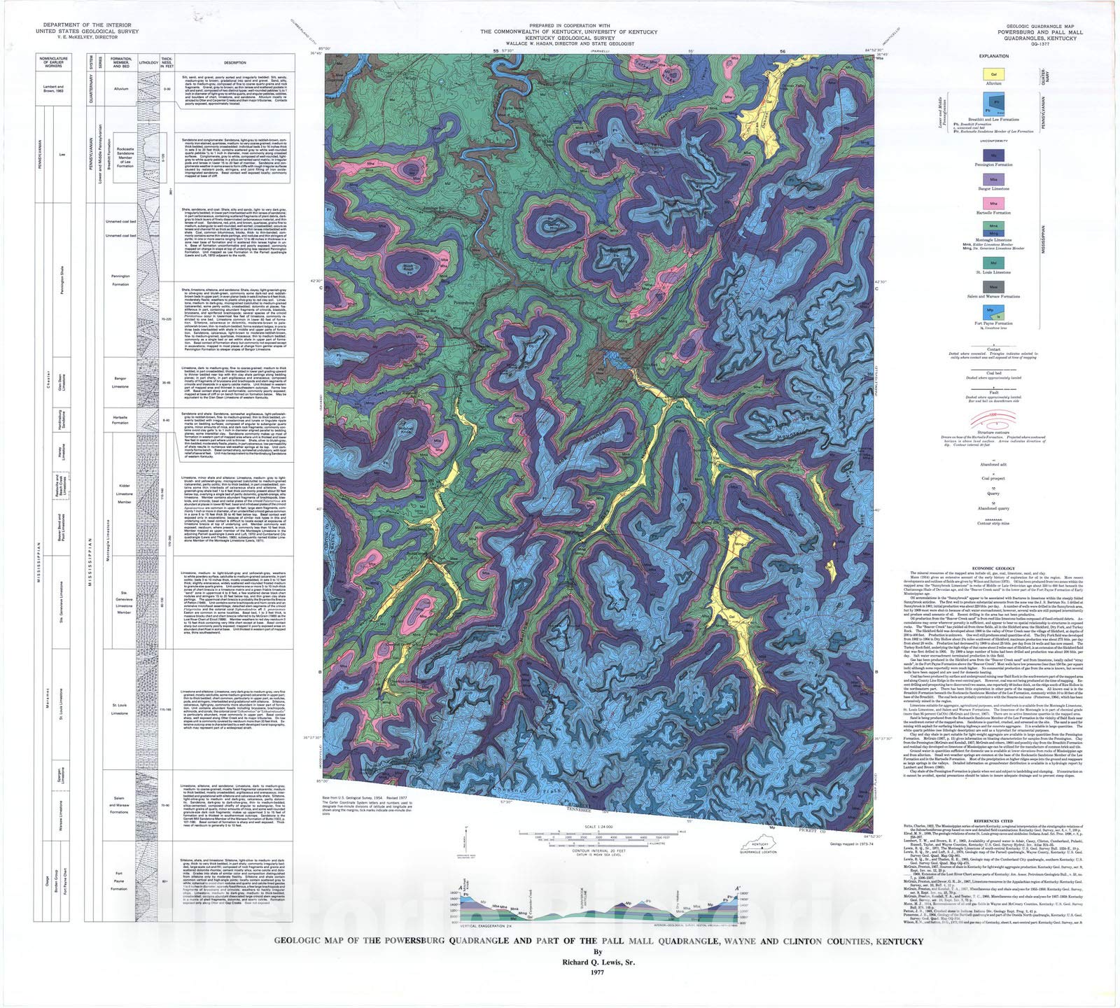 Historic Pictoricmap Geologic Map Of The Powersburg Quadrangle And Part ...