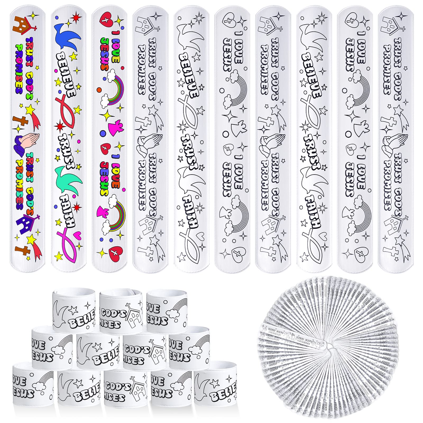 Snapklik.com : Color Your Own Faith Slap Bracelets Jesus Bracelets For ...