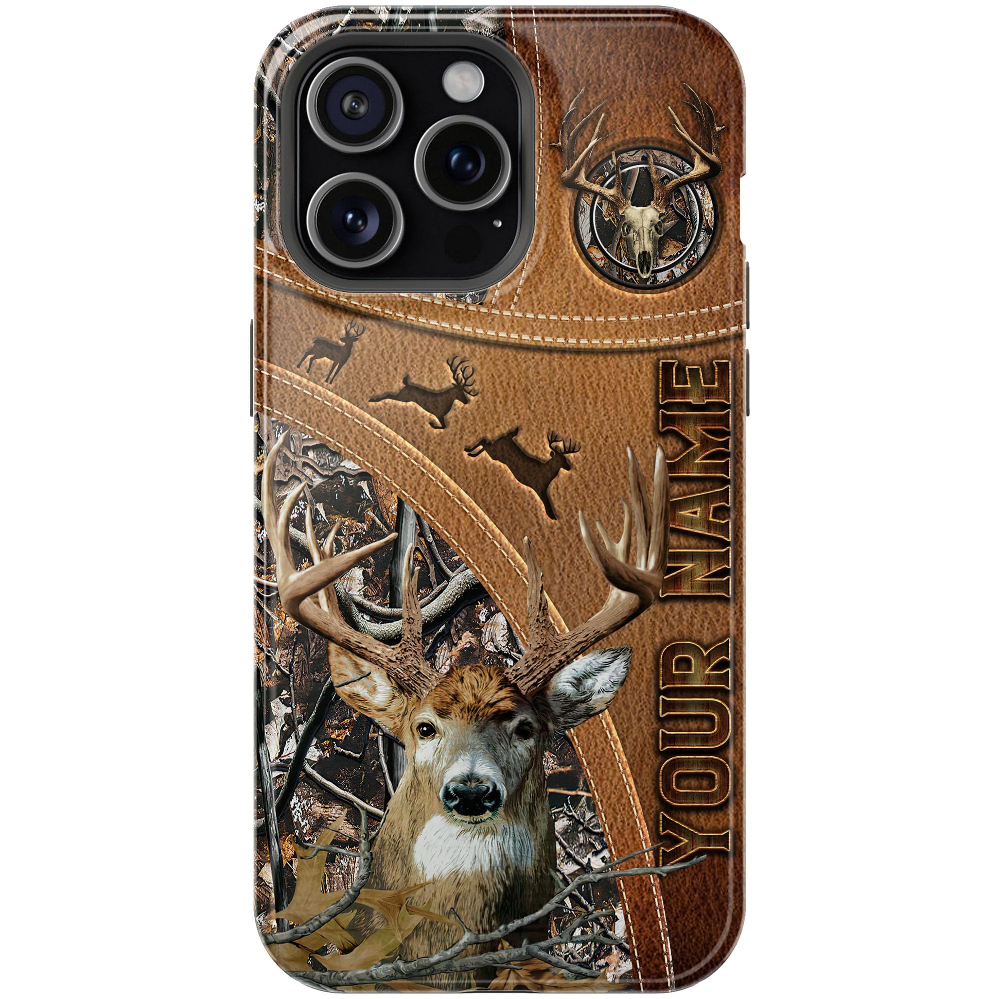 Amazon.com: Personalized Deer Hunting Gifts Leather Pettern Phone Case ...