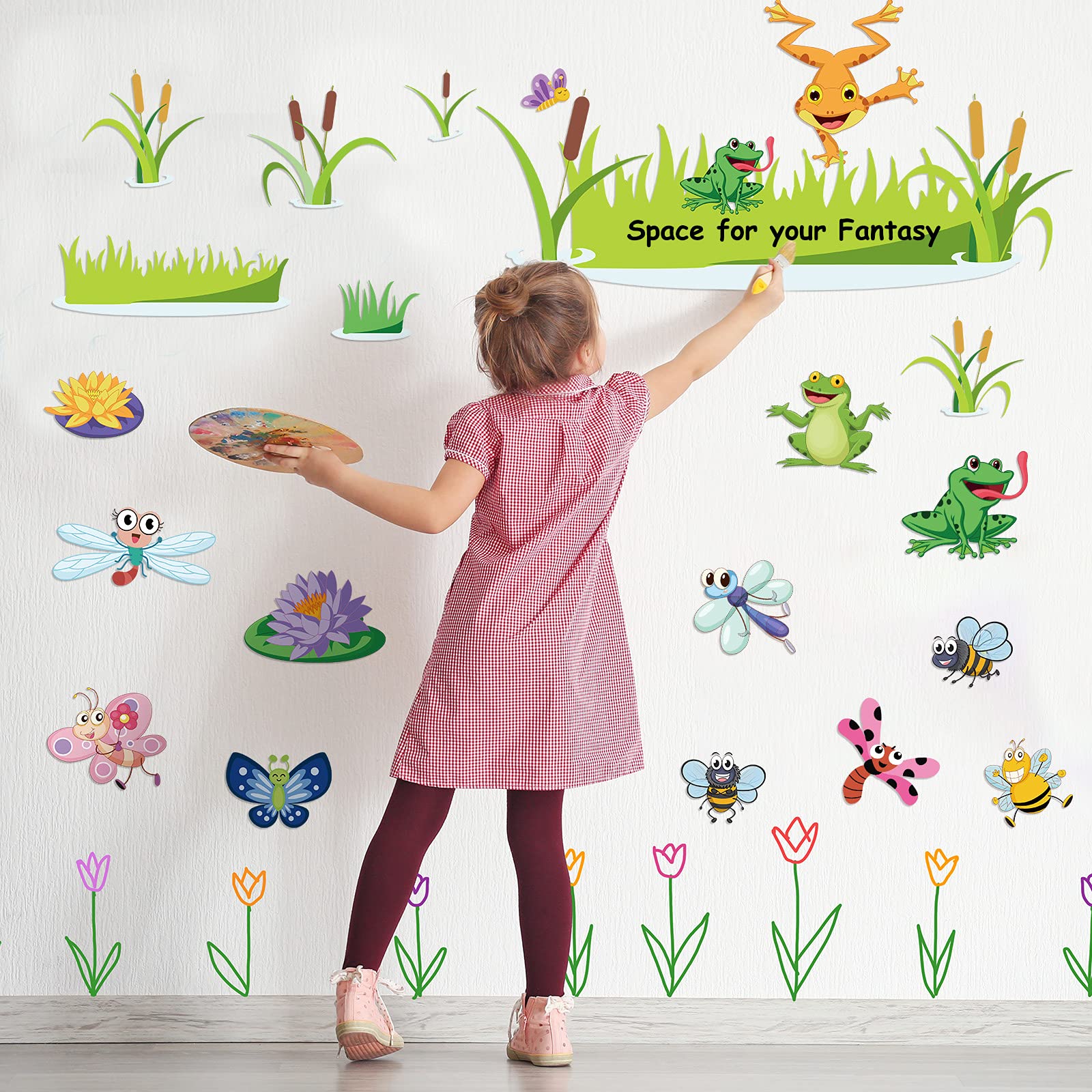 Buy 34 Pieces Funky Frogs Bulletin Board Set Frog Cattails Dragonflies ...