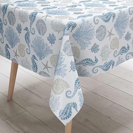 Amazon.com: VERTKREA Nautical Coastal Table Cloth, Coral Seashell ...
