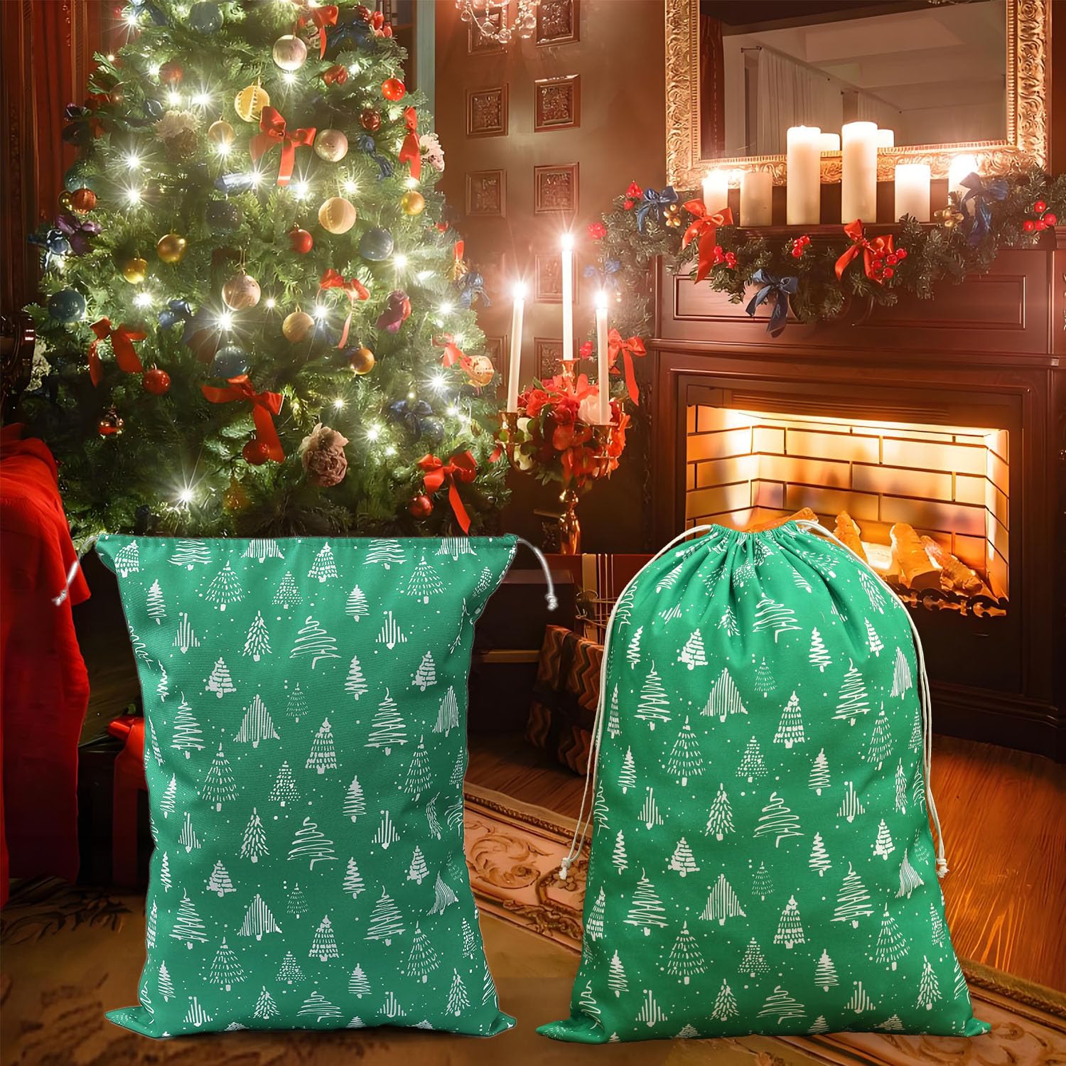 Amazon.com: 31.5''x 23.6''Jumbo Christmas Drawstring Gift Bags, 2 PCS ...