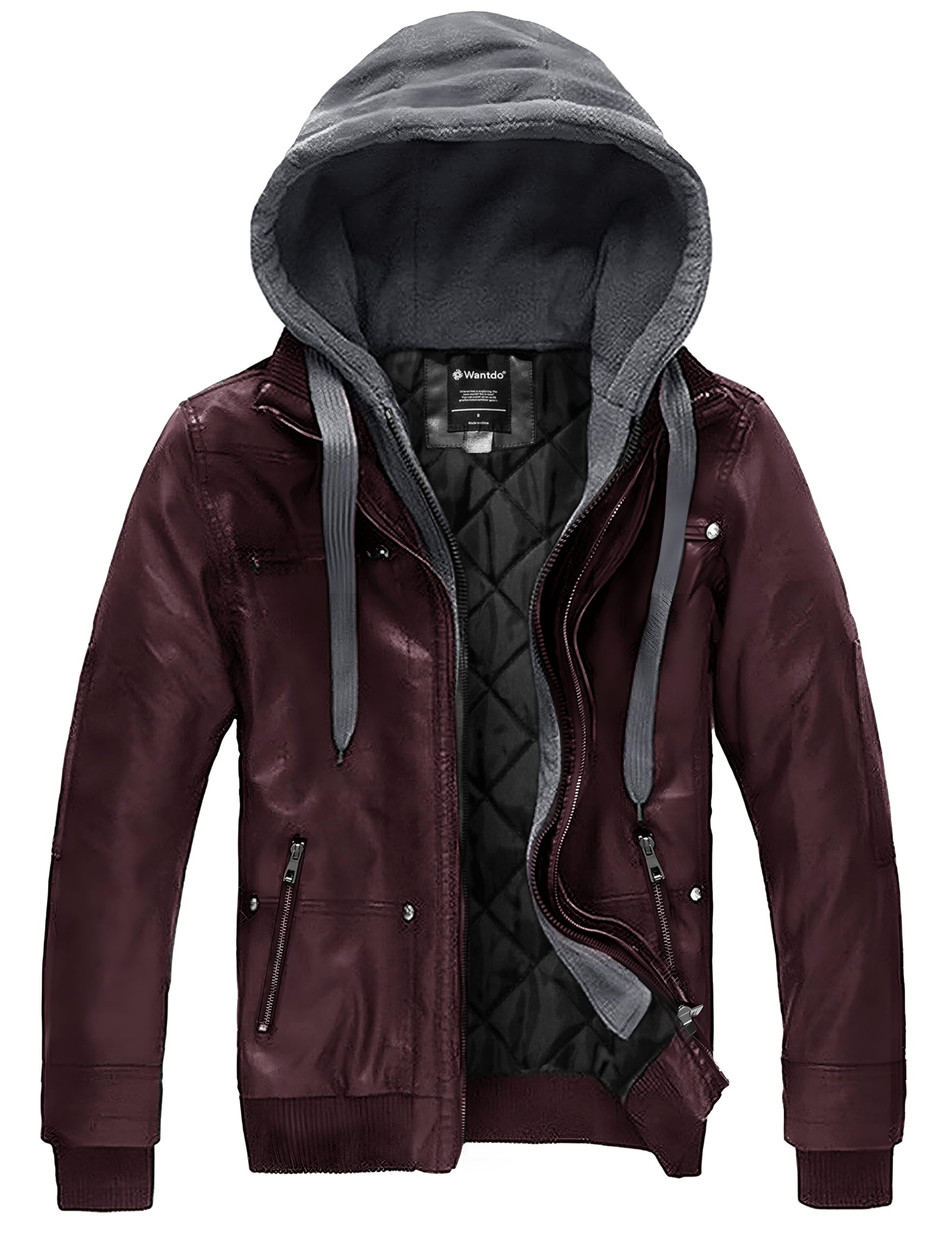 Snapklik.com : Wantdo Mens PU Leather Jacket Biker Coat