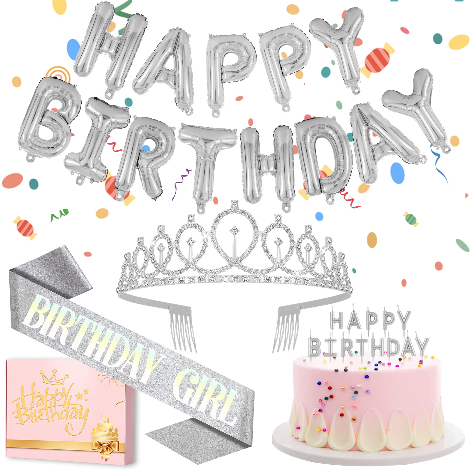 Amazon.com: Birthday Decorations for Women Set - Include Birthday ...