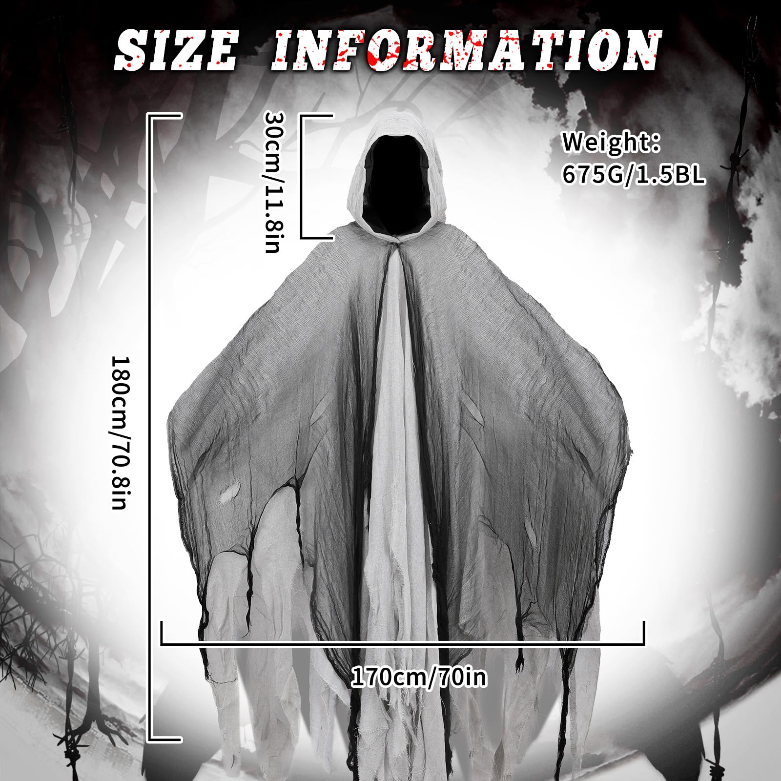Joyincoser Hooked Cloak Medieval Renaissance Gothic Wizard Cape Death ...