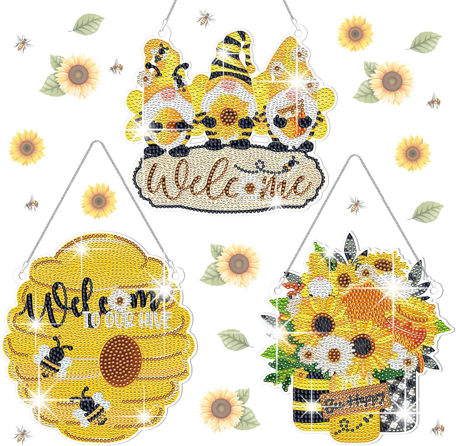 Amazon.com: Yousoontic 3 Pcs Summer Diamond Painting Kits Sunflower ...