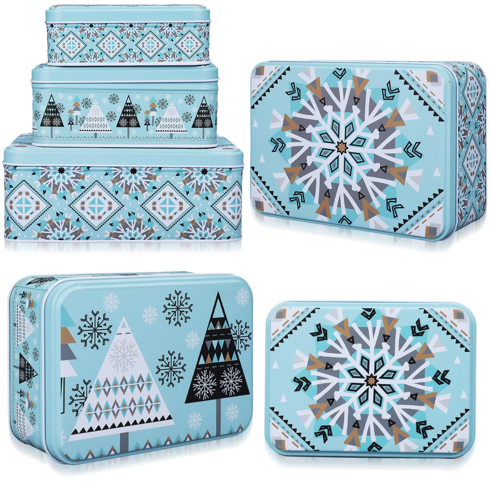 Amazon.com: 6 Pcs Christmas Cookie Tins with Lids for Gift Giving Metal ...