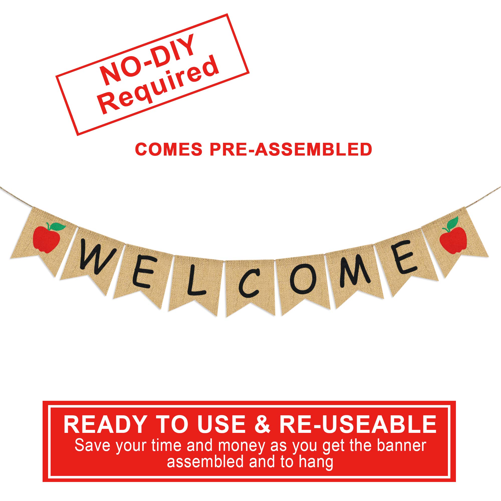 Buy Welcome Banner Burlap - First Day of School Banner - Teacher Banner - Classroom Decor- Back ...