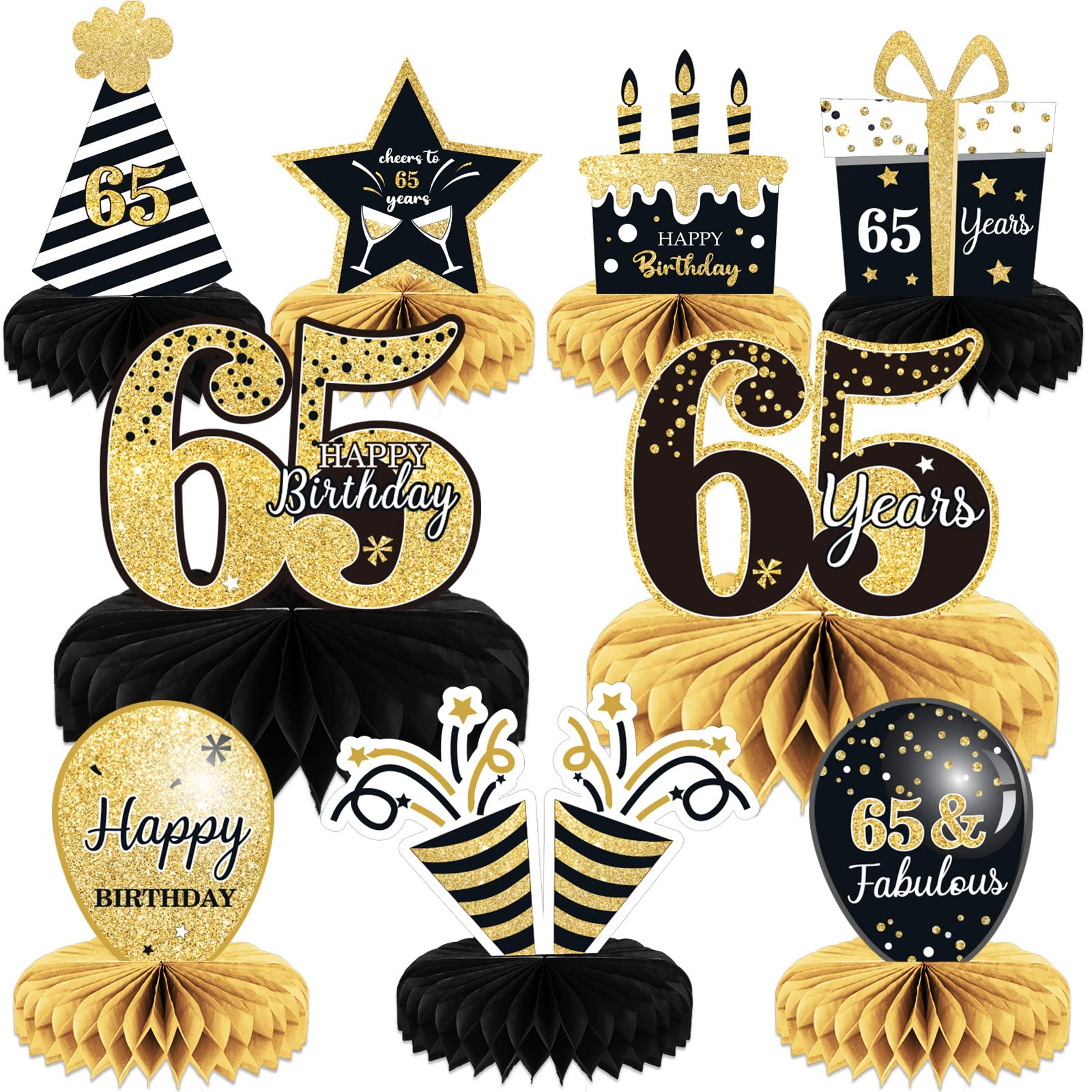 Buy 9 Pieces 65th Birthday decorations 65th birthday centerpieces for ...
