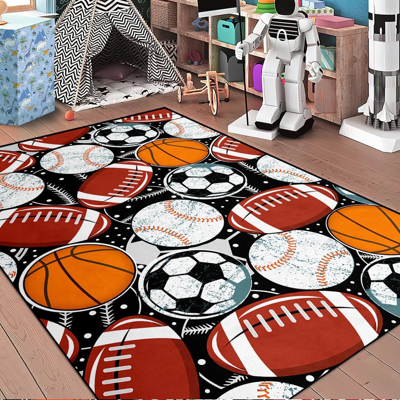 Amazon.com: Sports Balls Rug - Balls Rugs for Boys Kids Room Sports ...