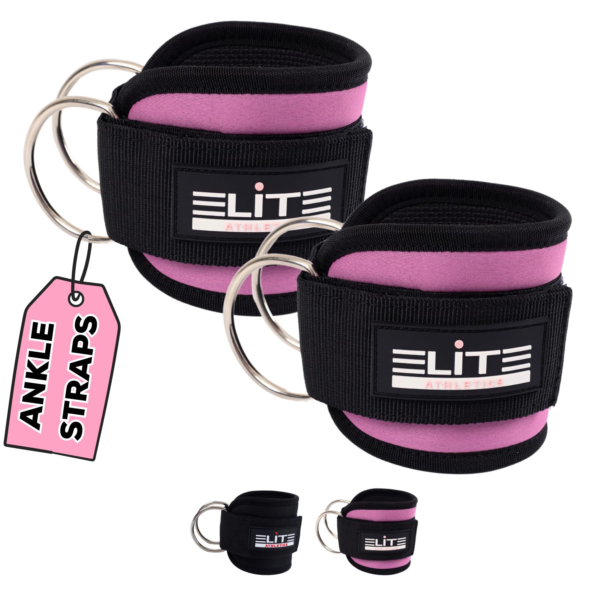 Elite Athletics Ankle Straps for Cable Machine (Pair), Adjustable Ankle ...