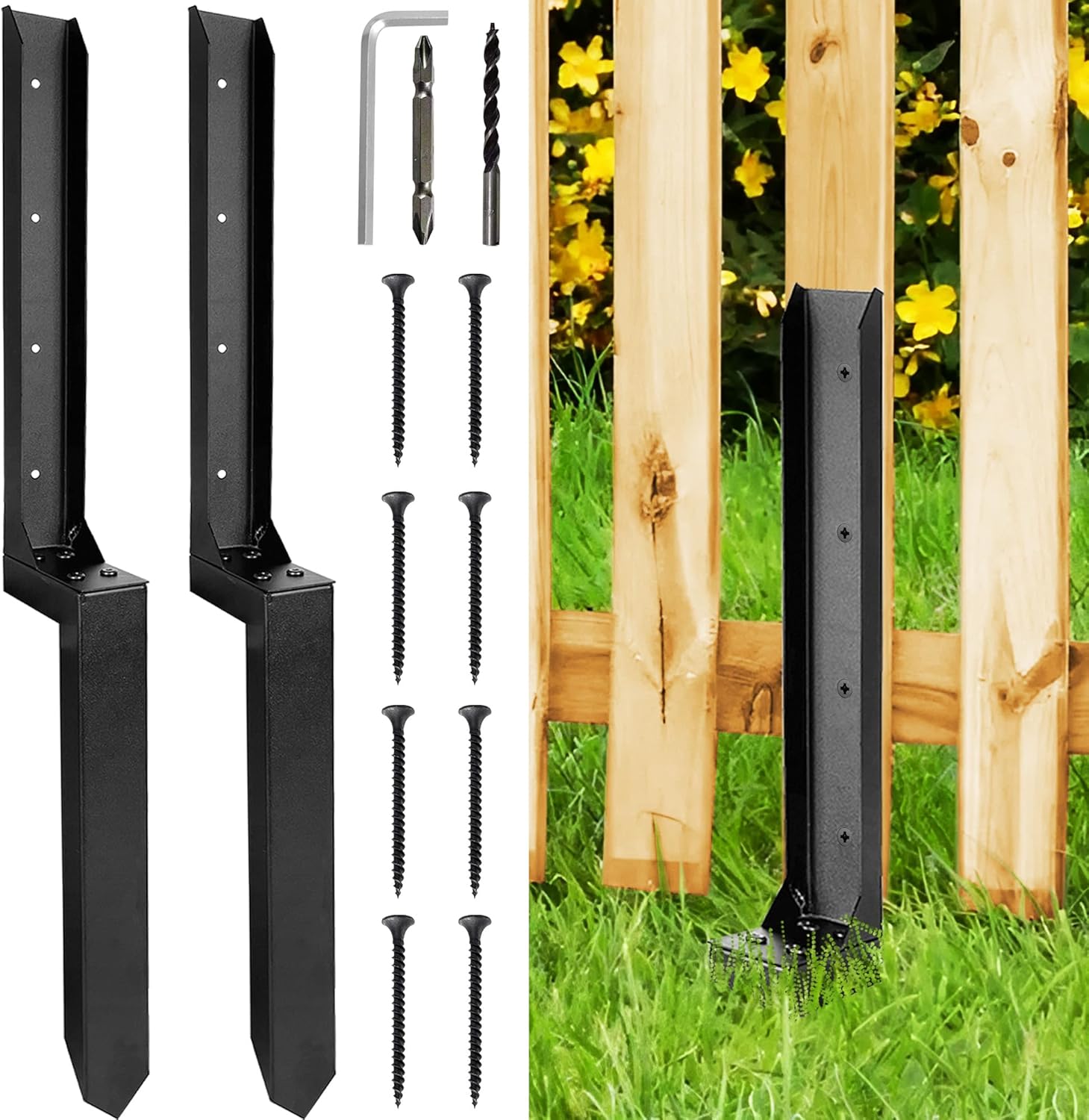 Amazon.com : KoreTech 4 Pack/2 Pack Fence Post Repair Stakes Heavy Duty ...