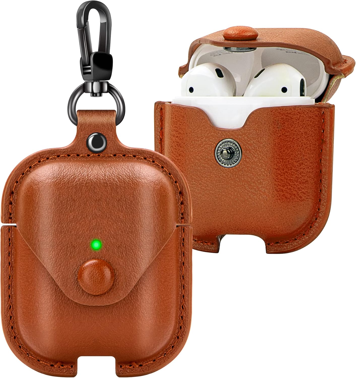 Amazon.com: Leather Case for Airpods with Keychain, Premium Leather ...