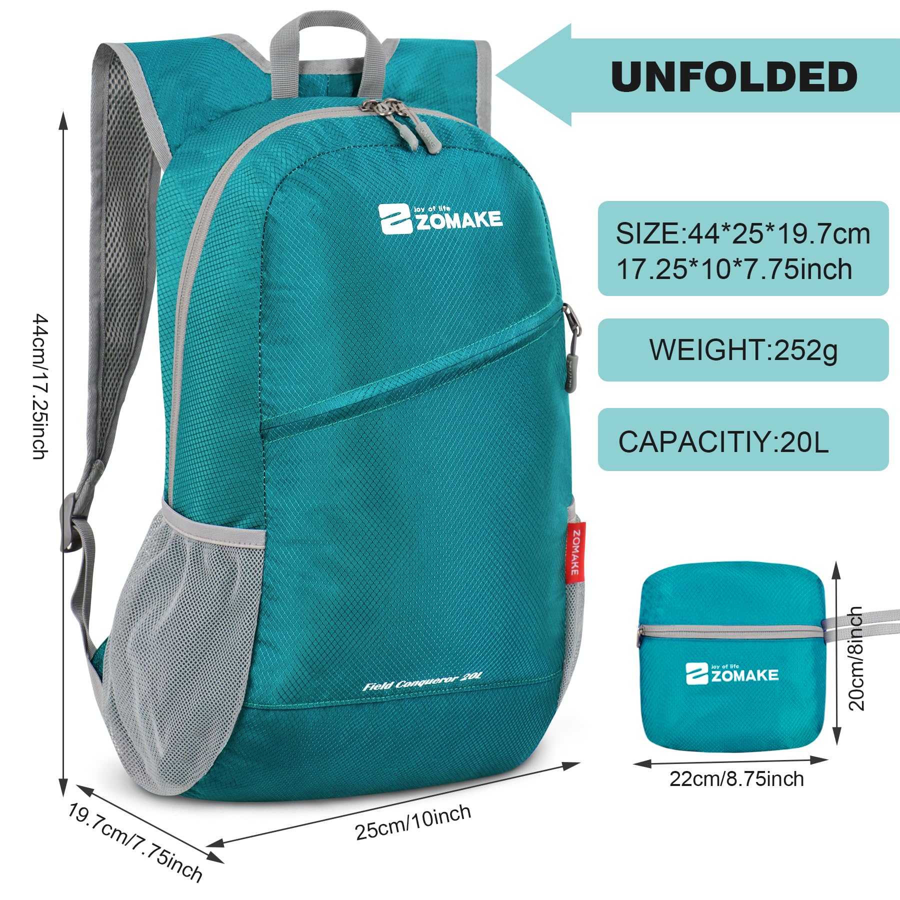 Snapklik.com : ZOMAKE Lightweight Packable Backpack 20L, Foldable ...