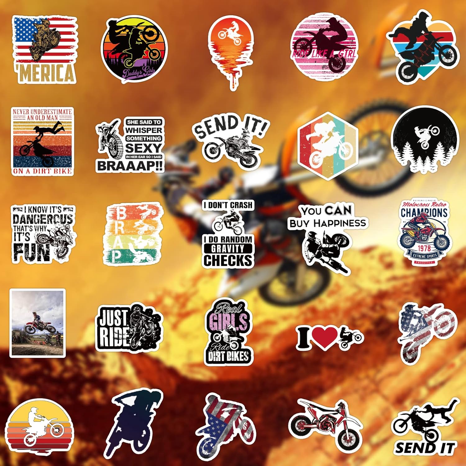 Buy Dirt Bike Stickers 50PCS Dirt Bike Stickers and Decals,Stickers for ...