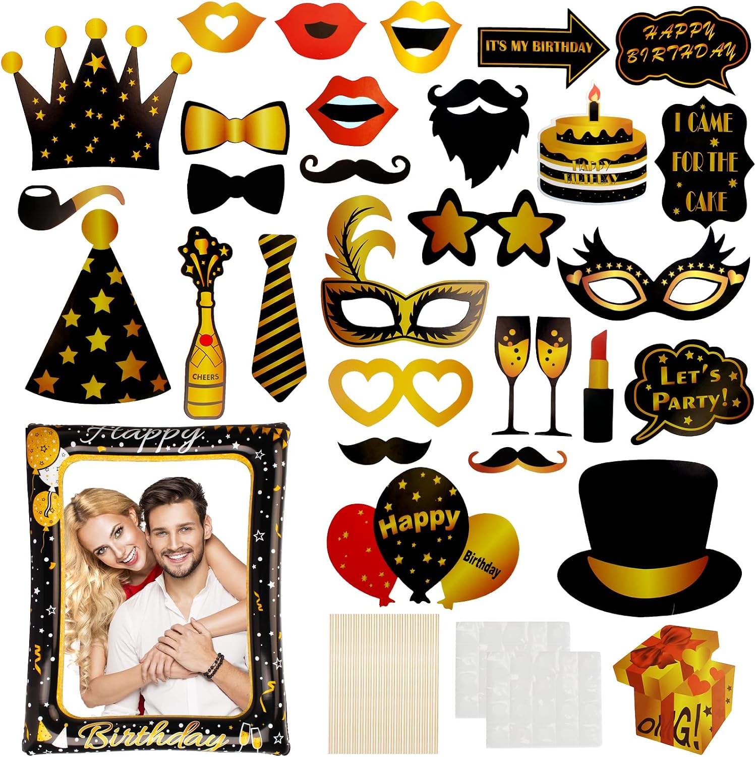 31 Pcs Accessoire de Photobooth de Fête, Accessoires de Photobooths ...