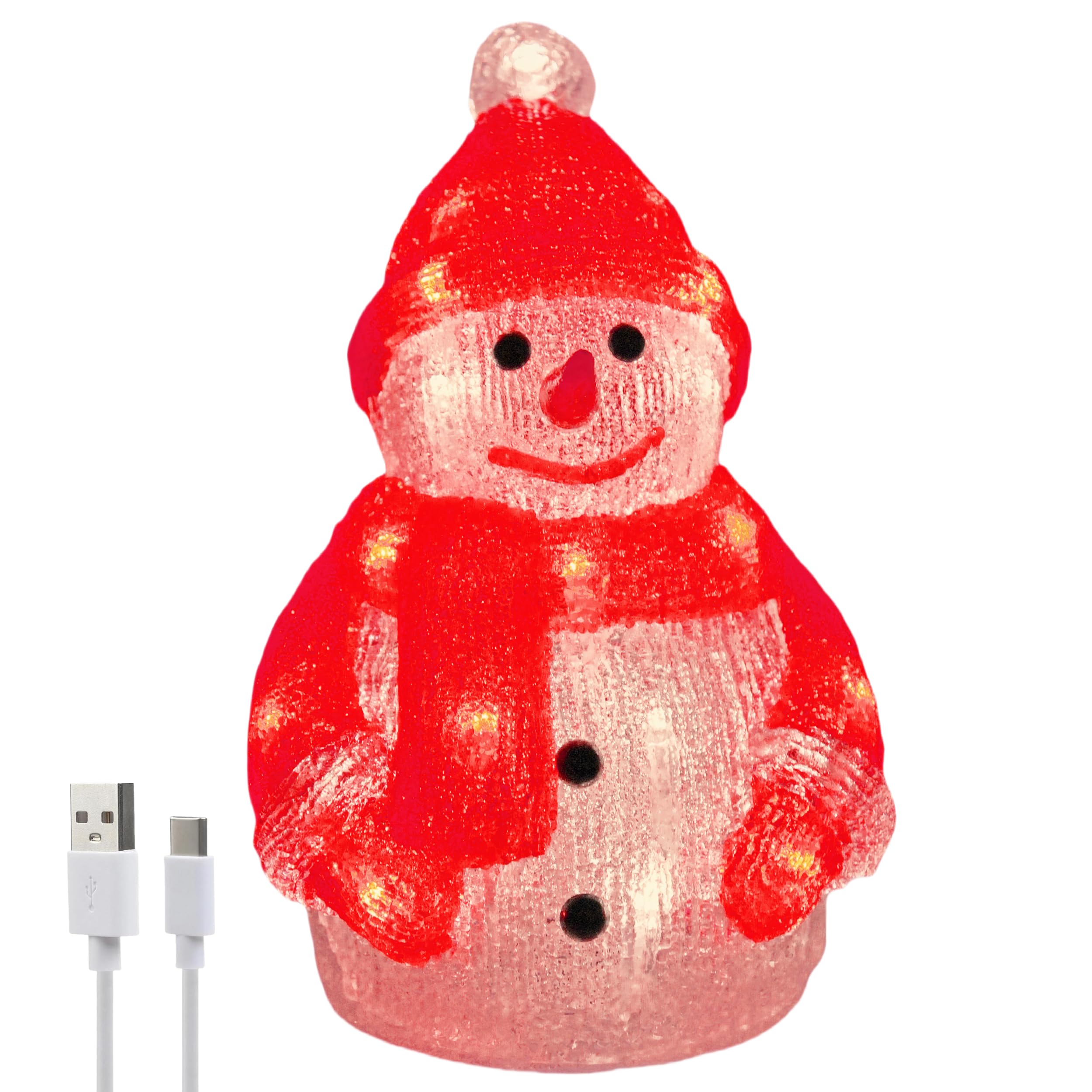 hangrter YKL-1014, 21CM Acrylic Christmas Figure Light Up Snowman ...