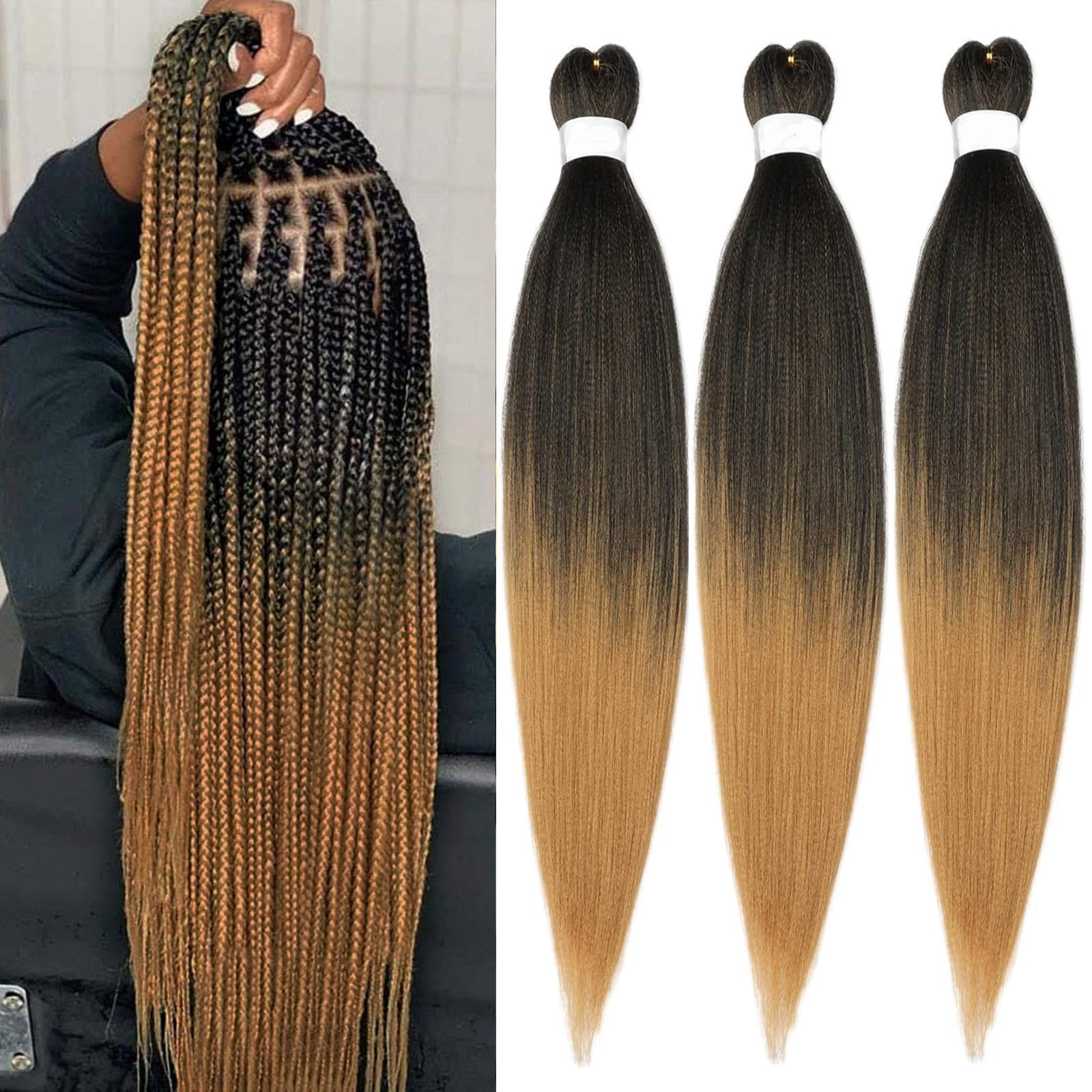 Amazon.com : Braiding Hair Pre Stretched for Women Hair Extensions Box ...