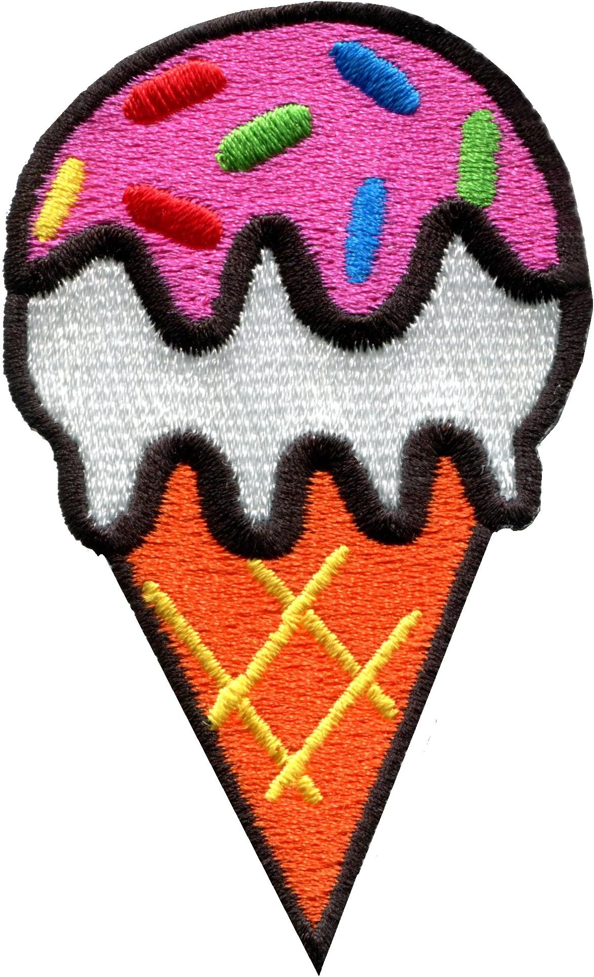 Amazon.com: Pink Ice Cream Cone Patch Frozen Treat Iron On Embroidered