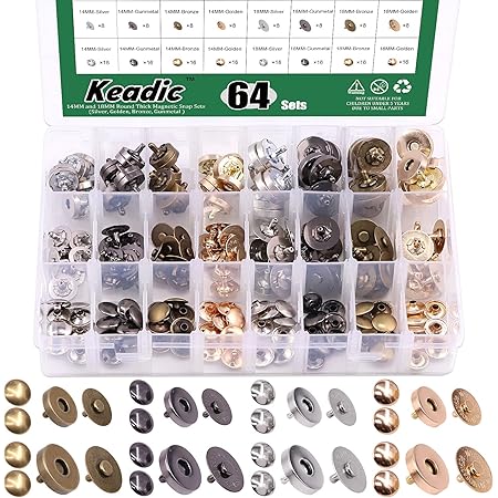 Amazon.com: Swpeet 60 Sets Magnetic Button Clasps Snaps, 14MM Metal ...