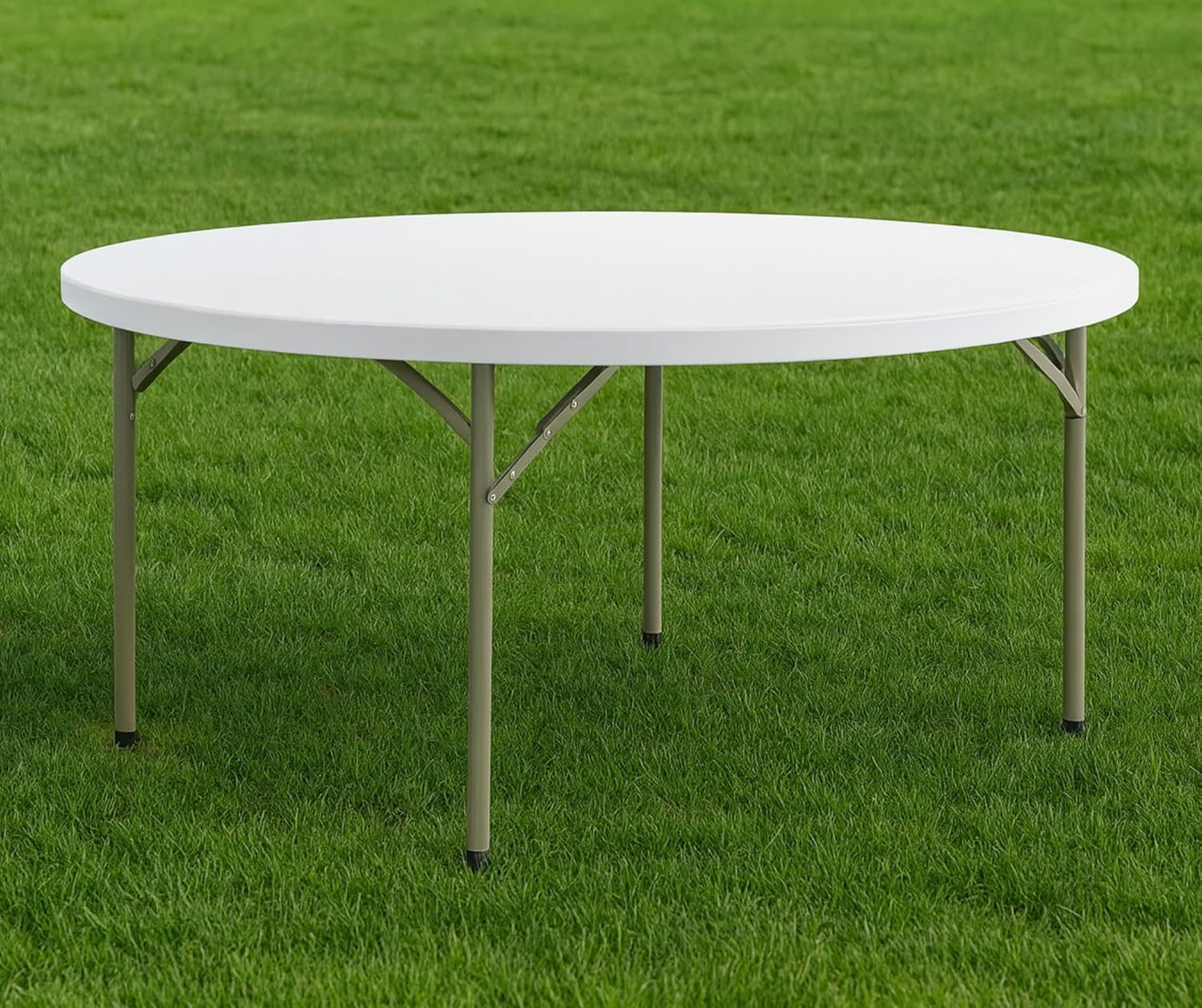 Amazon.com: Round Heavy-Duty Granite White Plastic Folding Table ...