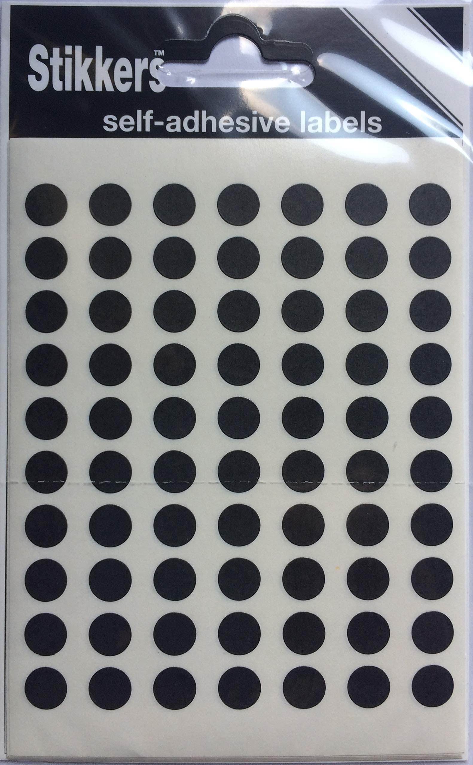 490 Black 8mm Sticky Coloured Dots Easy Peel Self Adhesive Colour ...