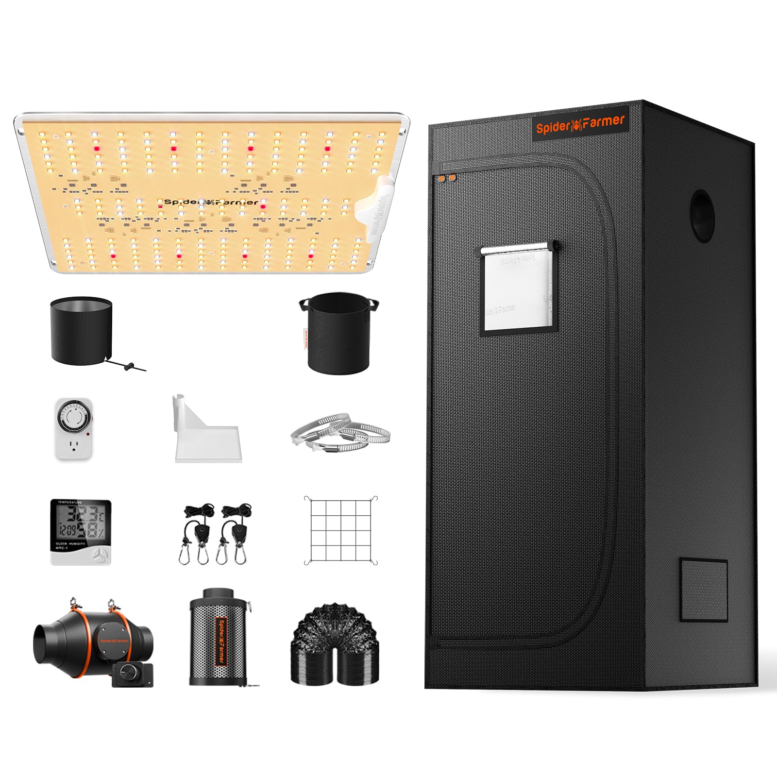 Spider Farmer Grow Tent Kit Complete 2x2x5ft SF1000D Samsung Diodes ...